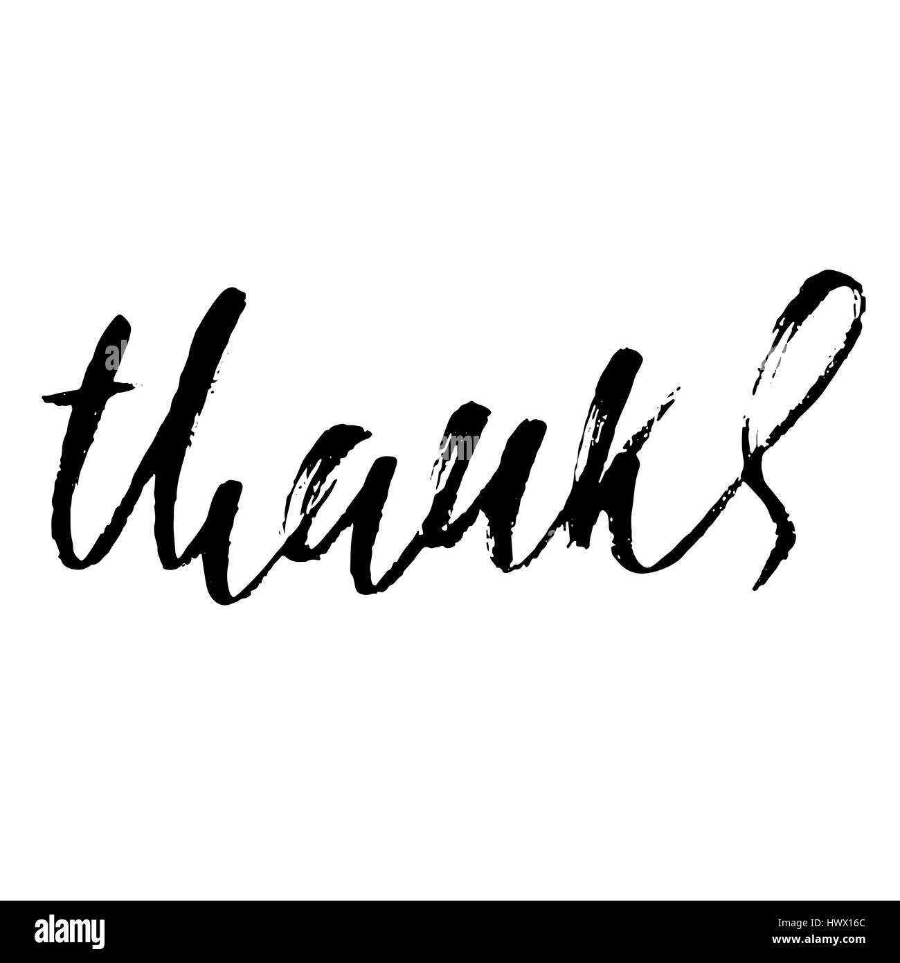 Thanks handwritten inscription. Hand drawn lettering. Thanks card ...