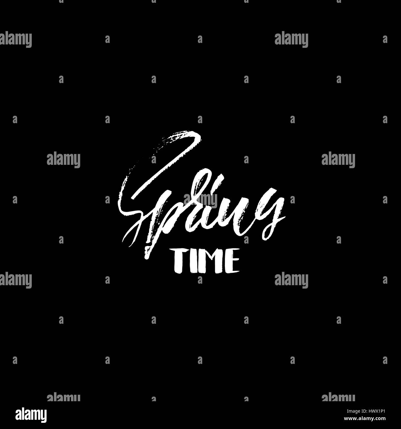 Handwritten spring design. Spring Time hand drawn calligraphy letters ...