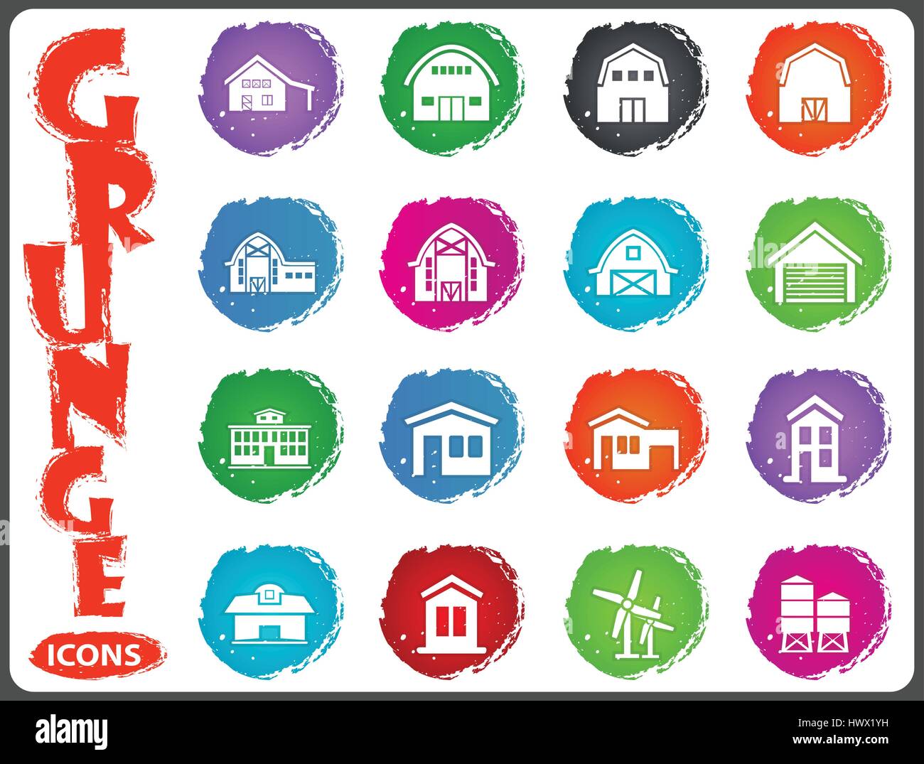 farm building icon set for web sites and user interface Stock Vector ...