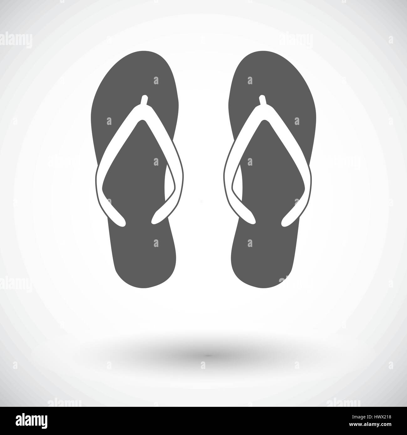 Beach slippers. Single flat icon on white background. Vector ...
