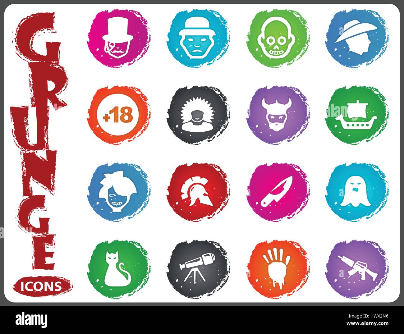 Set of movie genres black icons isolated on white. Vector illustration ...