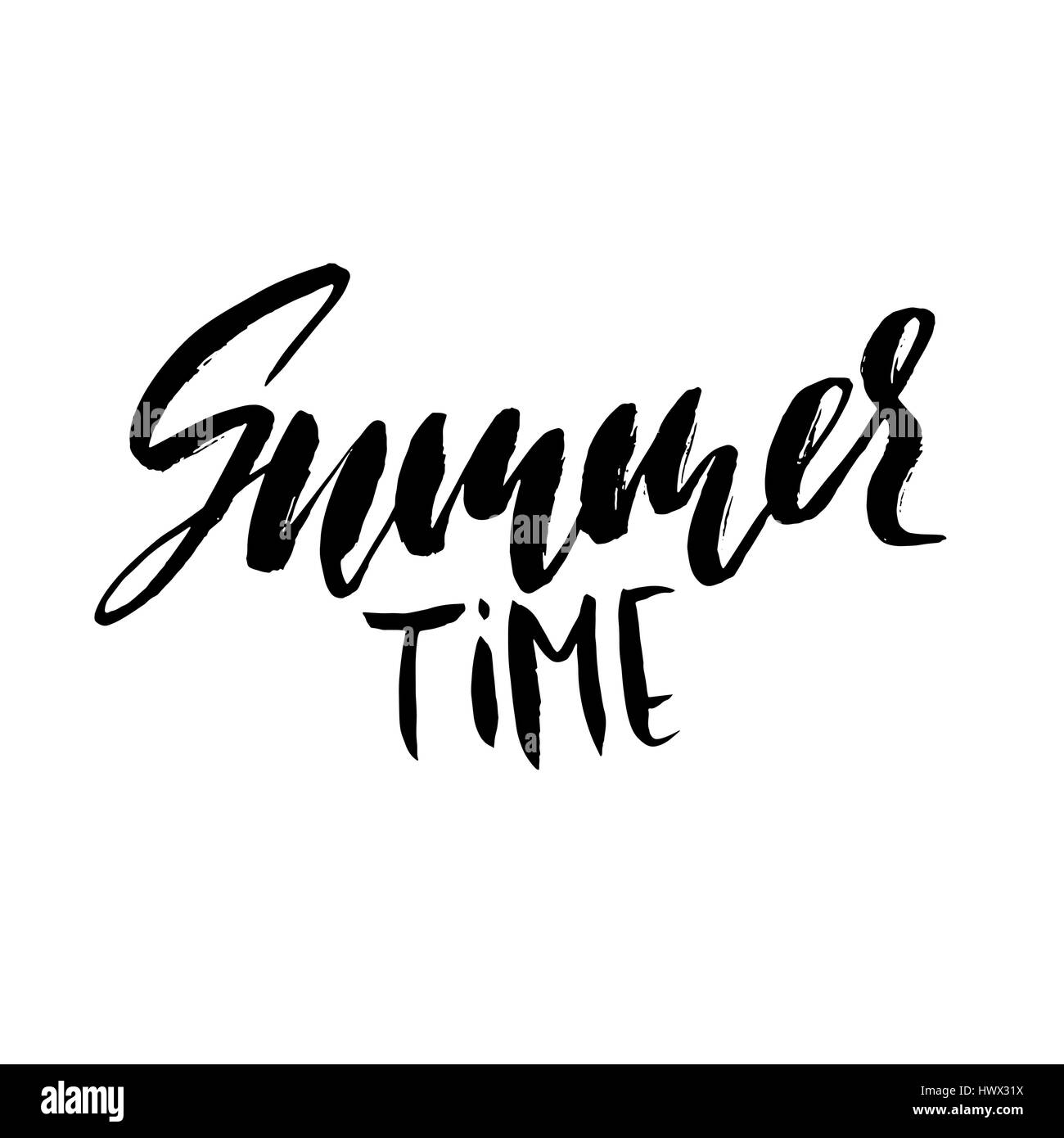 Summer time. Hand drawn lettering. Vector illustration. Handwritten ...