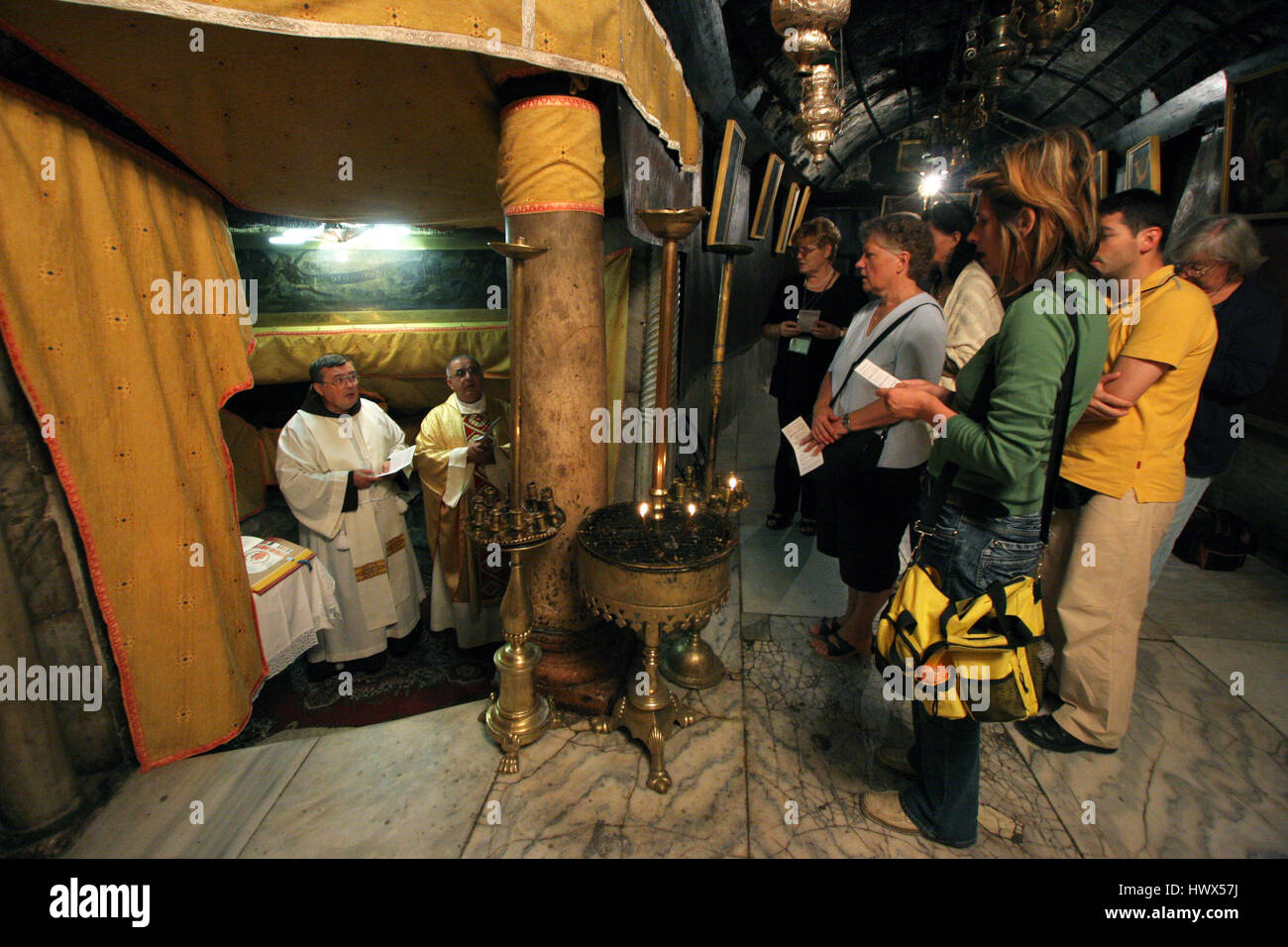 Mass in a Grotto of Nativity in Bethlehem. The Basilica of the Nativity ...
