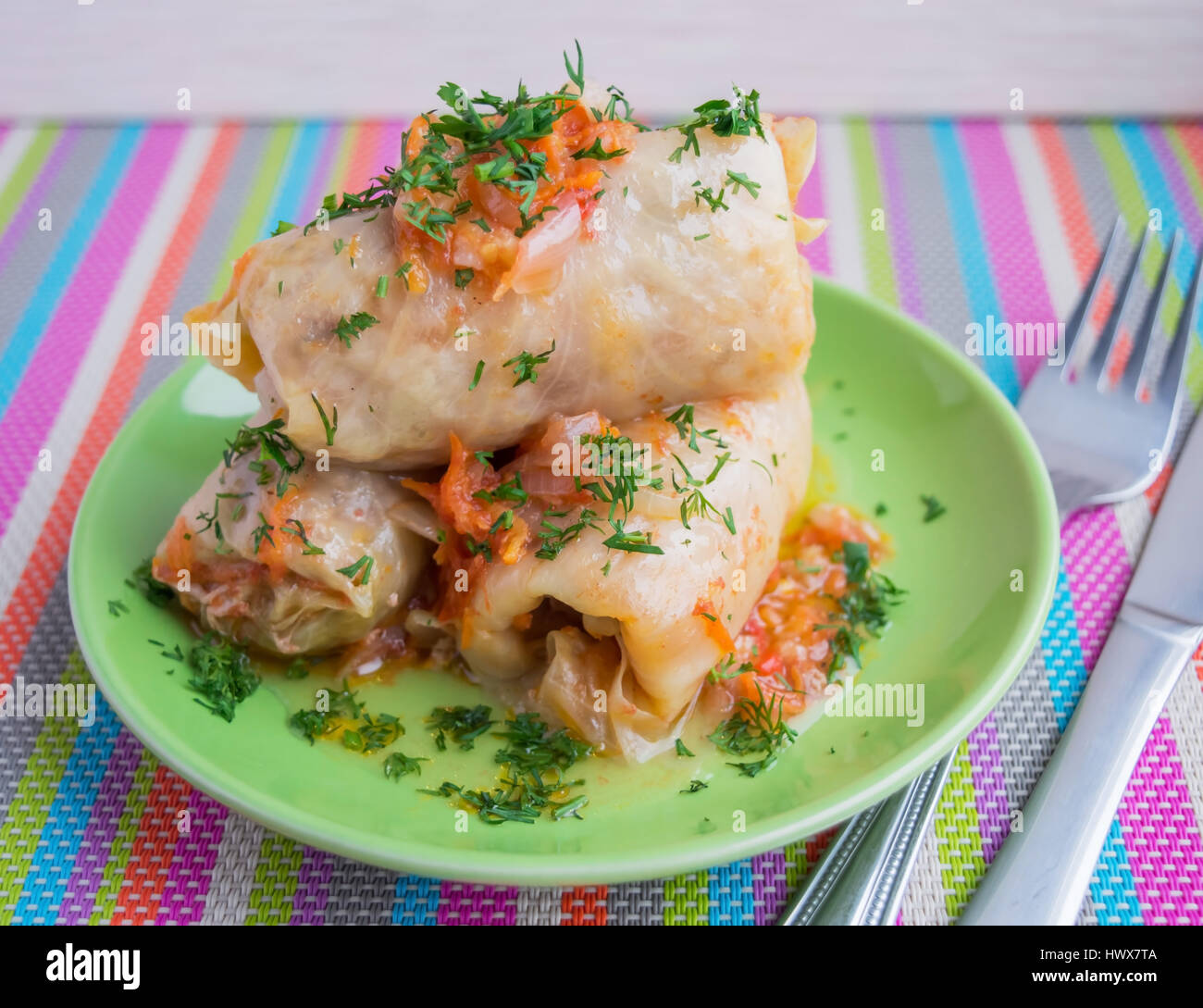 Traditional dish Eastern European cuisine "Cabbage rolls Stock Photo ...