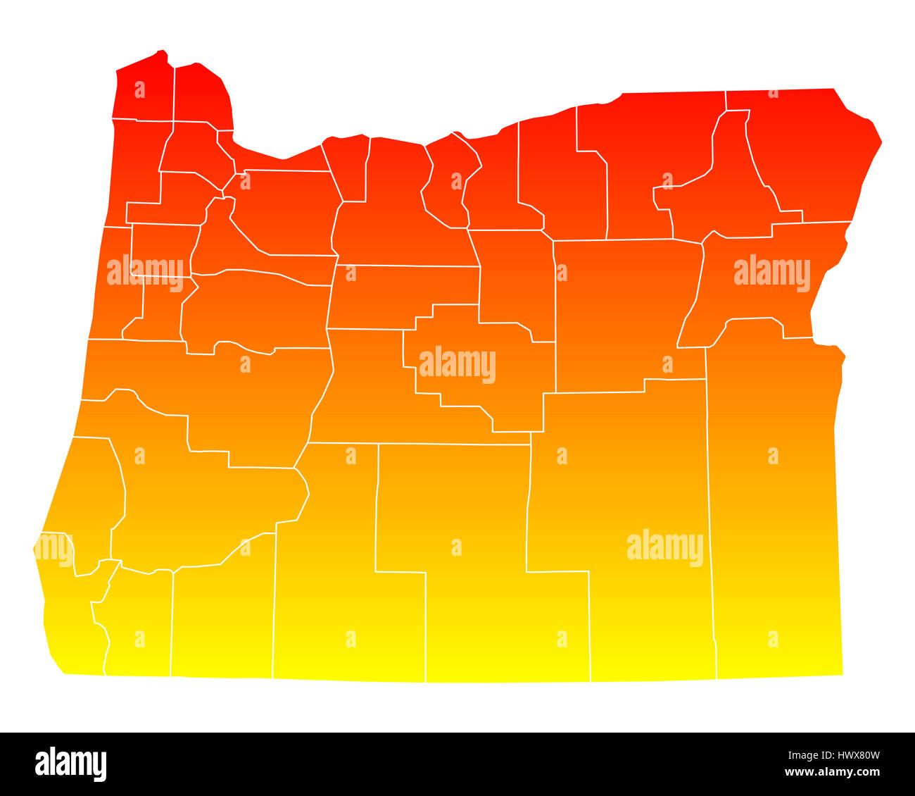 Map of Oregon Stock Photo - Alamy