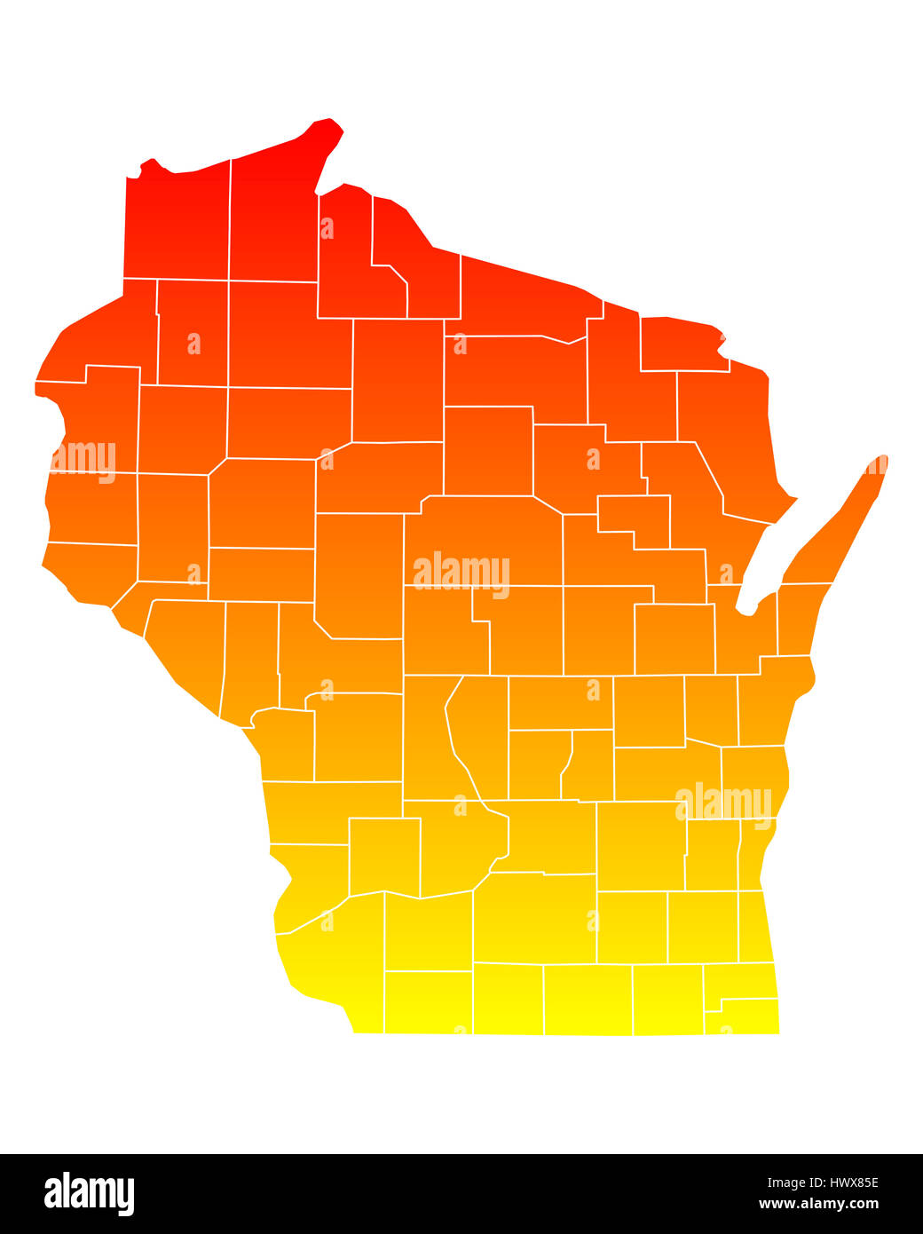 Map of Wisconsin Stock Photo - Alamy