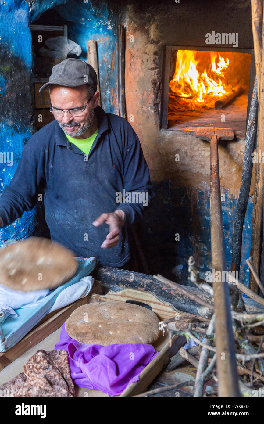 Chefchaouen, Morocco. Baker at Work in his Bakery Stock Photo - Alamy