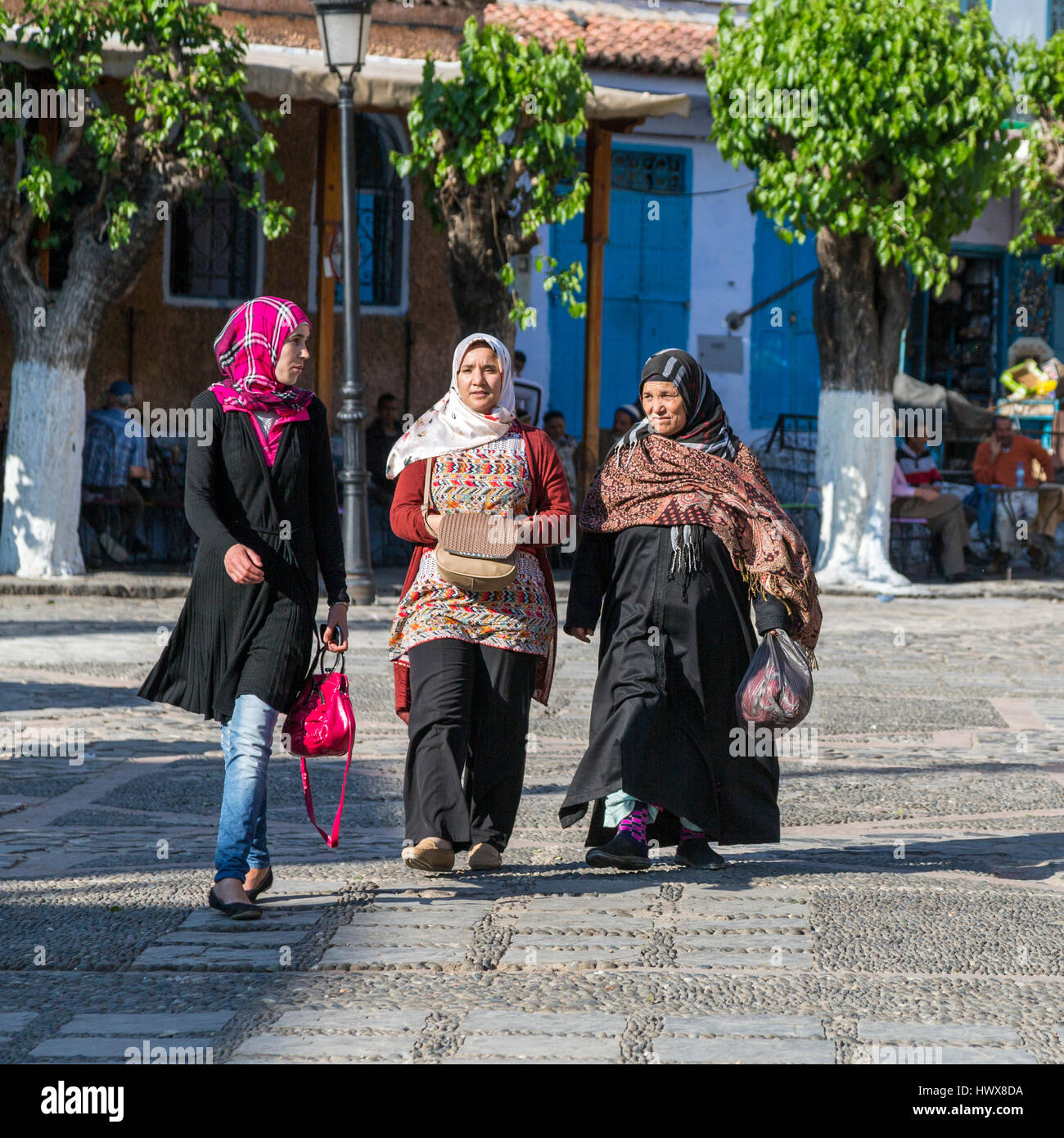Chefchaouen, Morocco. Women's Dress Styles by Generation, Young, Middle ...