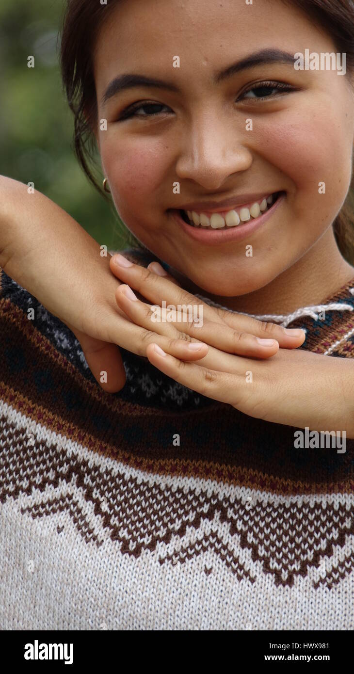 Happy Peruvian Teen Girl Stock Photo - Alamy