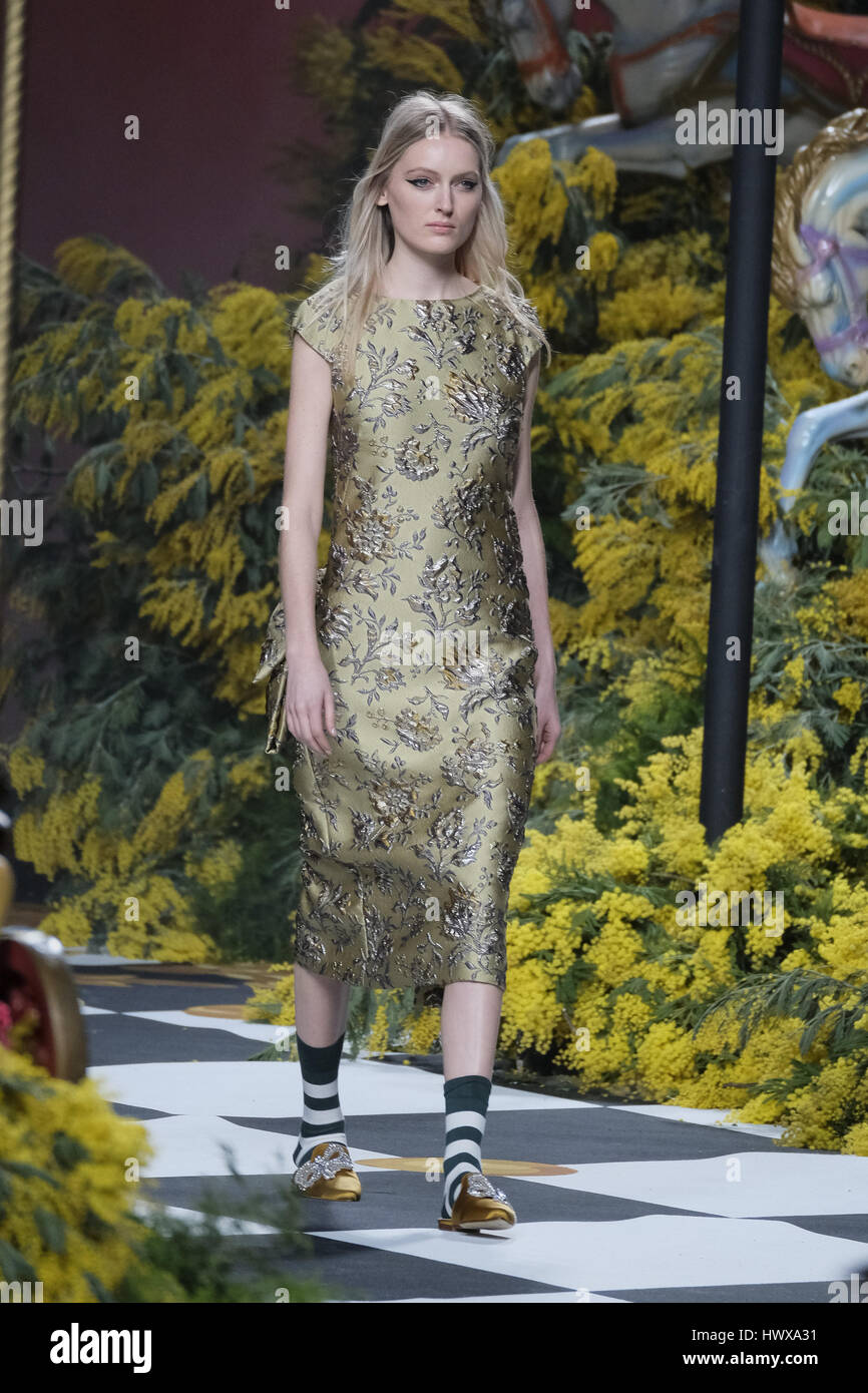 A model on the catwalk at the Jorge Vazquez show during the Mercedes ...