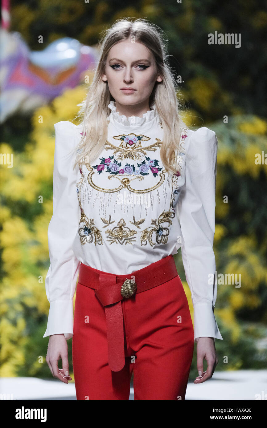 A model on the catwalk at the Jorge Vazquez show during the Mercedes ...