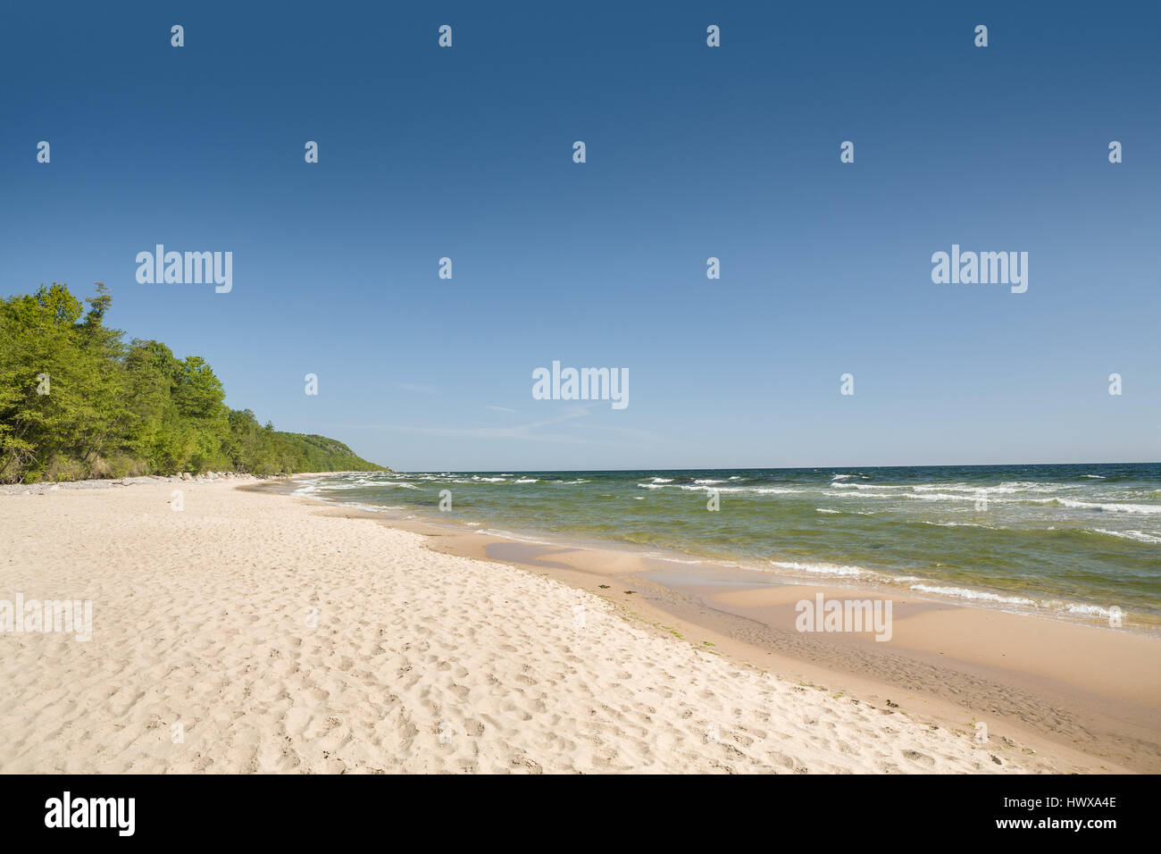 Empty white sand beach in the summer, Stenshuvud National Park, near ...