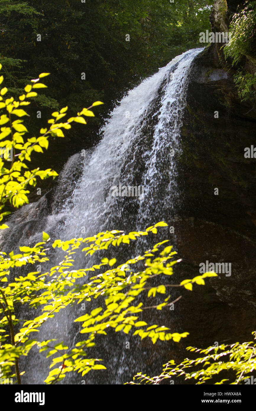 The 75 foot high Dry Falls, in the Nantahala National Forest is a ...