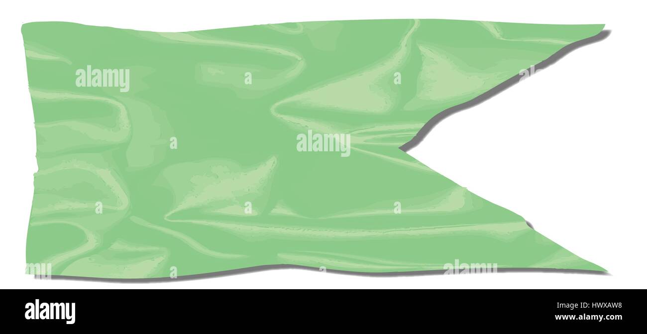 A gren silk flag with a V cutout over a white background Stock Vector ...