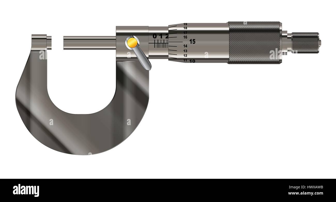 The precision engineering measuring tool the micrometer over a white ...