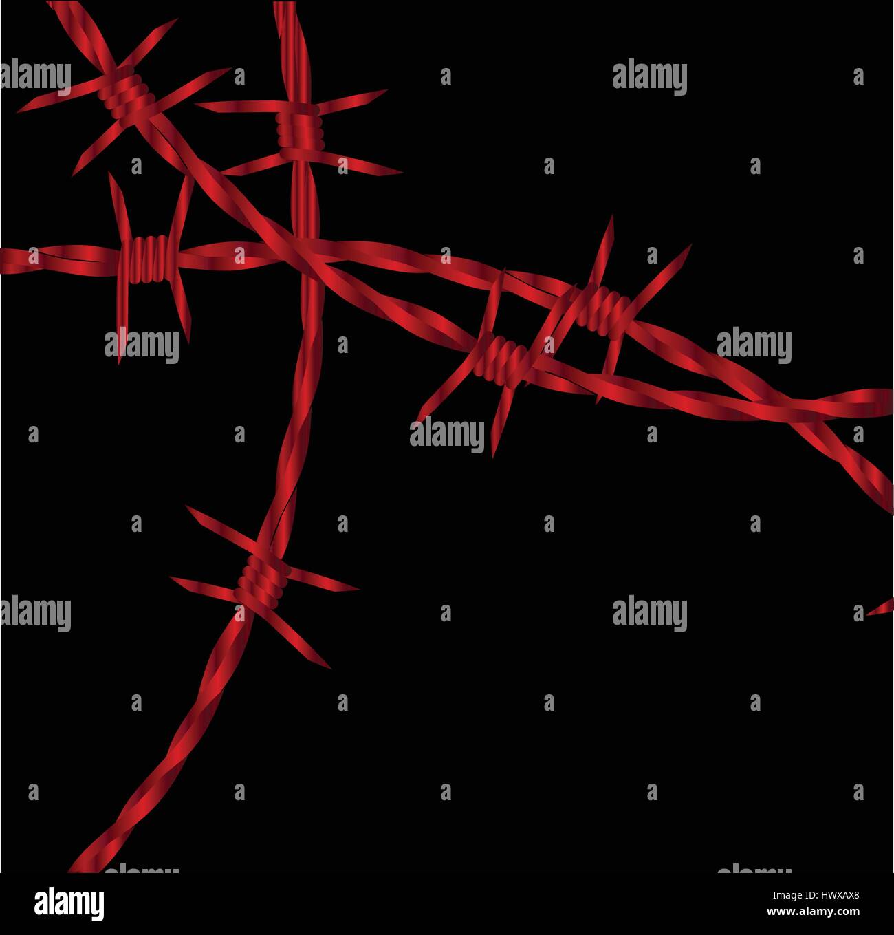 Barbs on a section of barbed wire on a black background Stock Vector ...