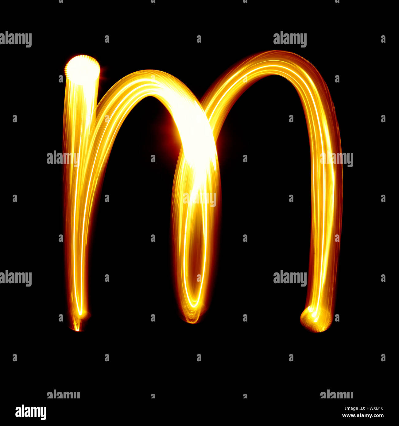 M - Created by light alphabet - lower case character Stock Photo - Alamy