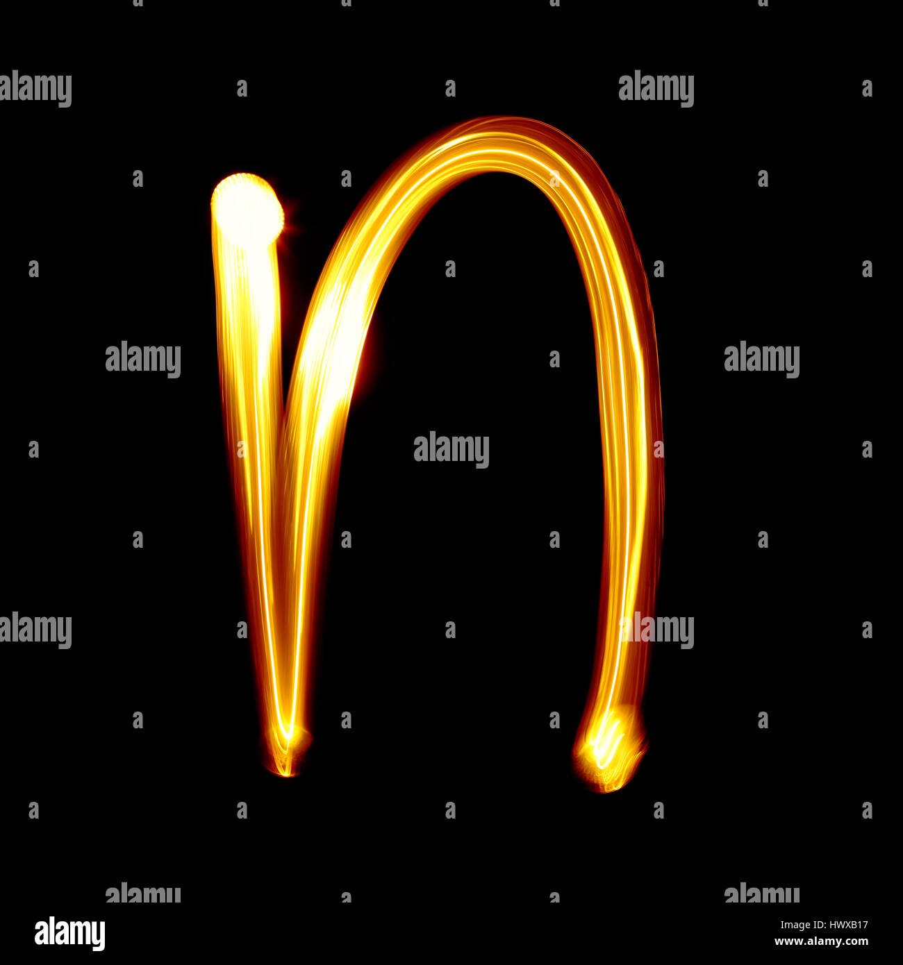 N - Created by light alphabet - lower case character Stock Photo - Alamy