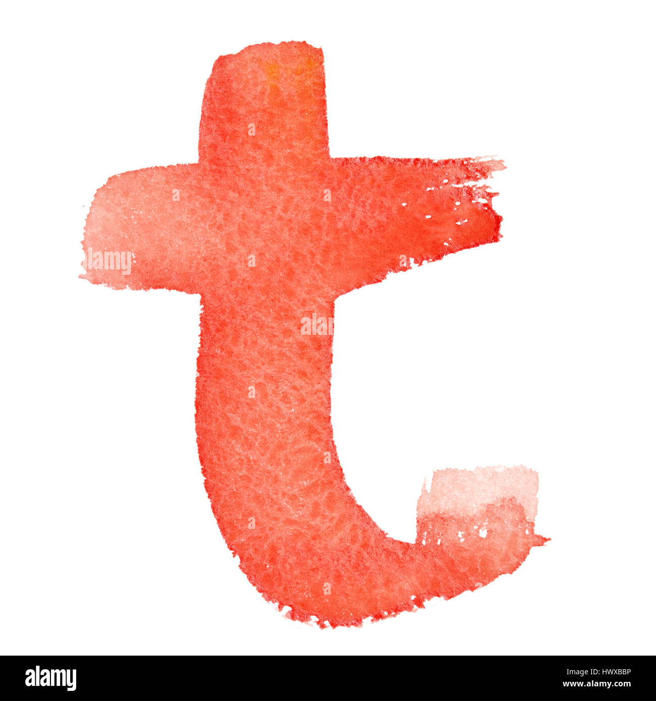 T - Watercolor letters (Lower case) isolated over the white background ...