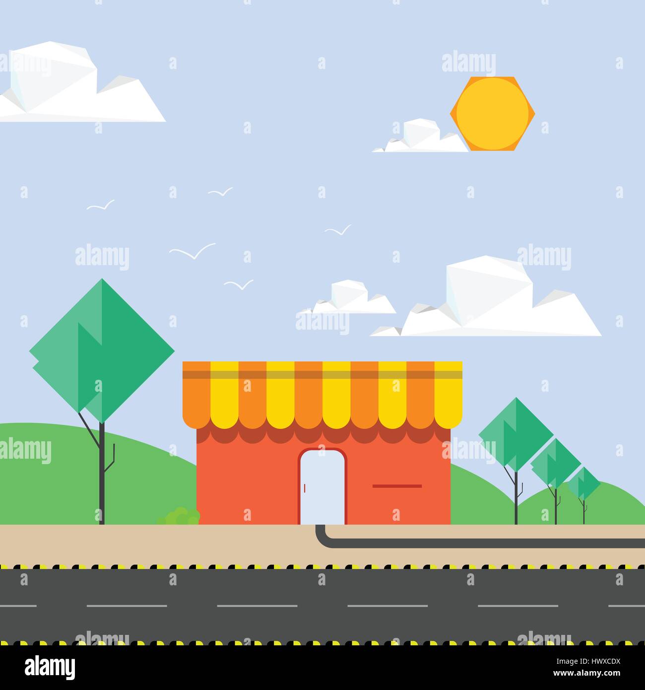 Landscape trees sky Stock Vector Images - Alamy