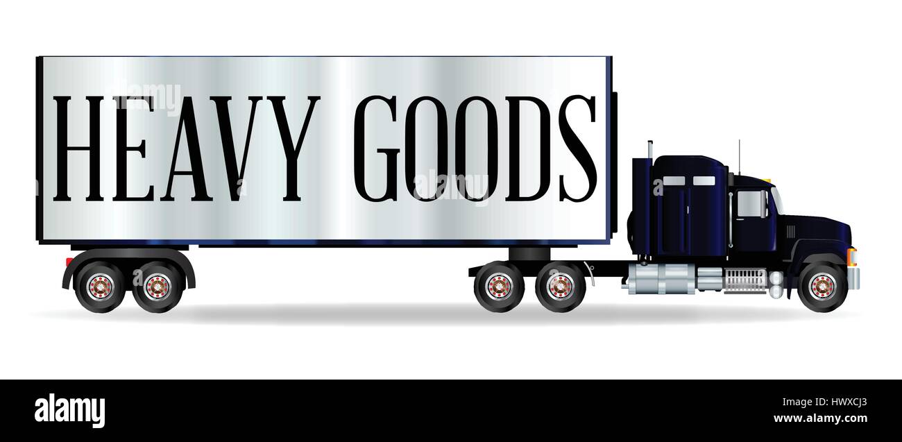 The front end of a large lorry over a white background with Heavy Goods ...