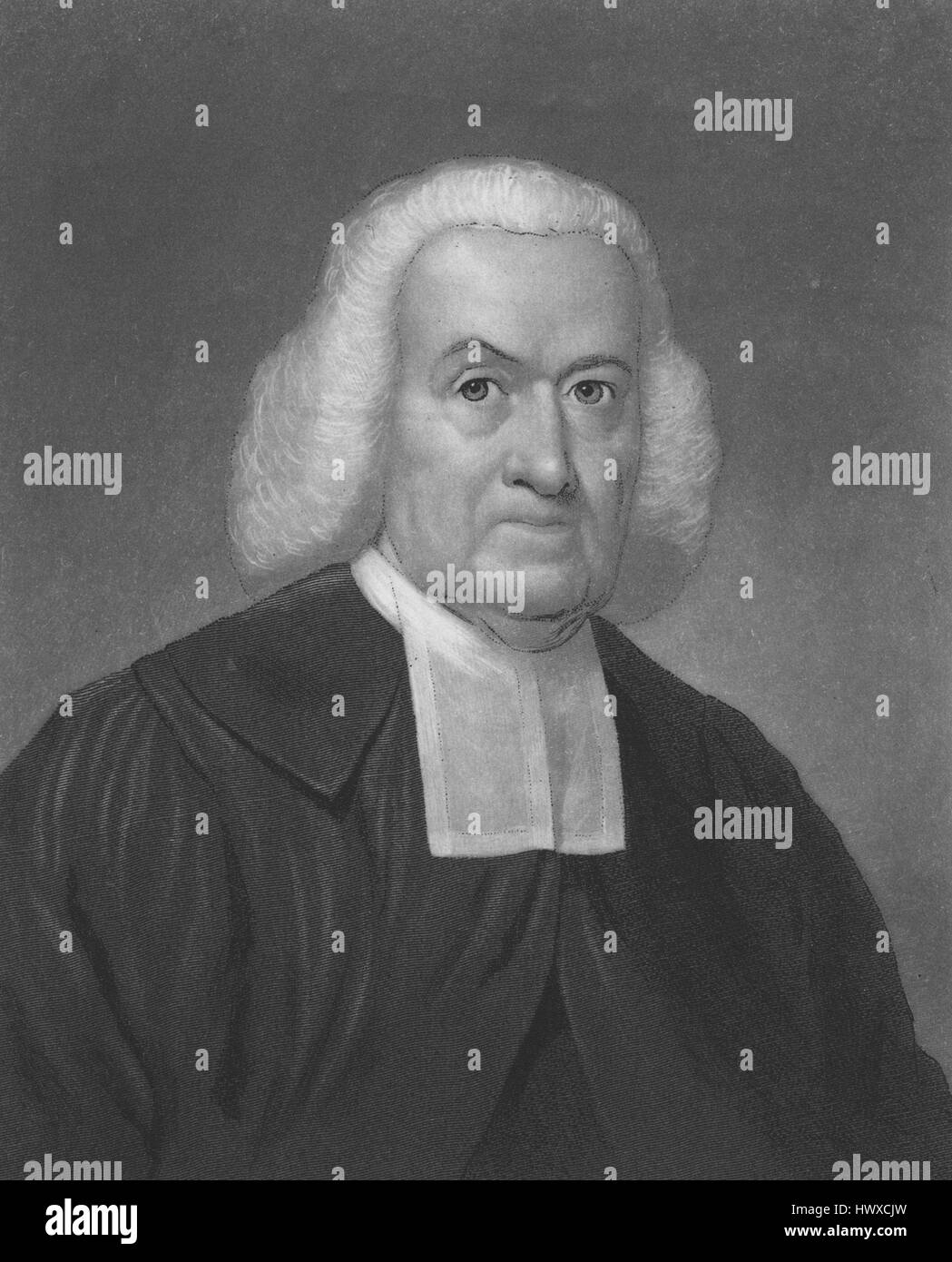 Engraved portrait of John Rodgers, prominent Presbyterian preacher and ...