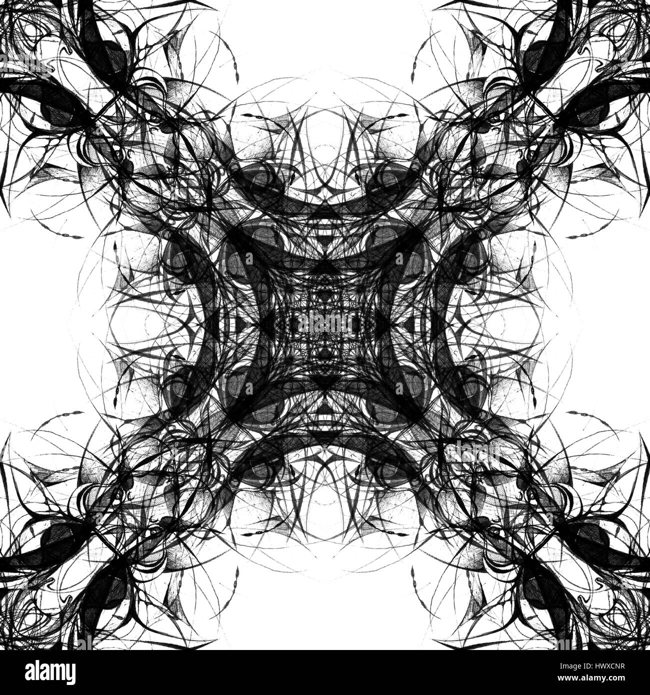 Seamless abstract kaleidoscope pattern. Hand drawn curly shapes ...