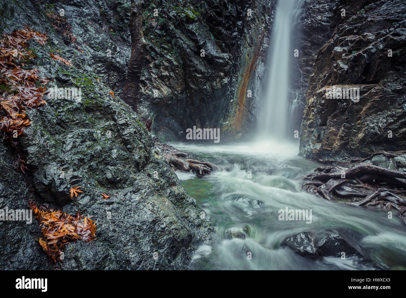 Mountain waterfall at fall Stock Photo - Alamy