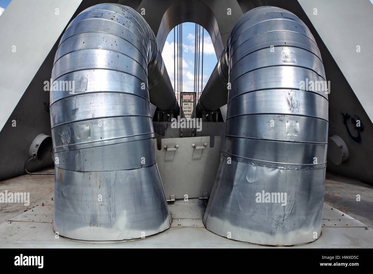 Cable stayed steam pipe bridge hi-res stock photography and images - Alamy