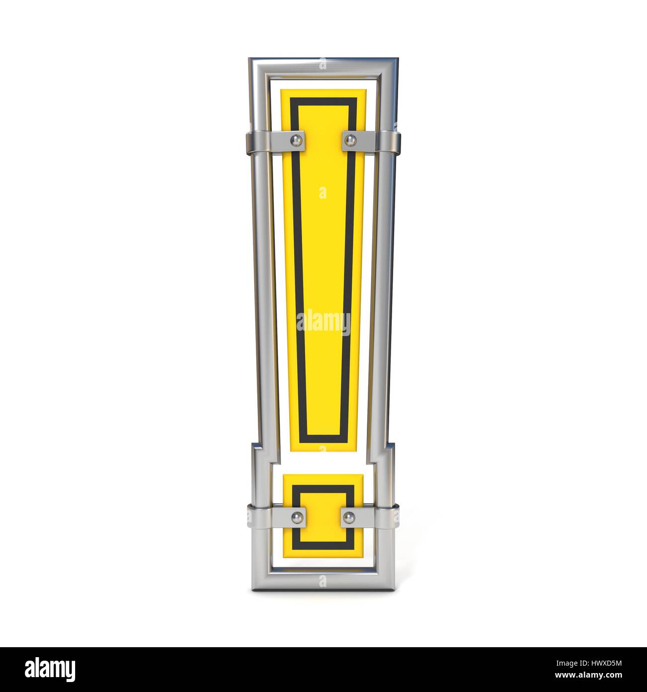 Framed traffic road sign EXCLAMATION MARK 3D render illustration ...