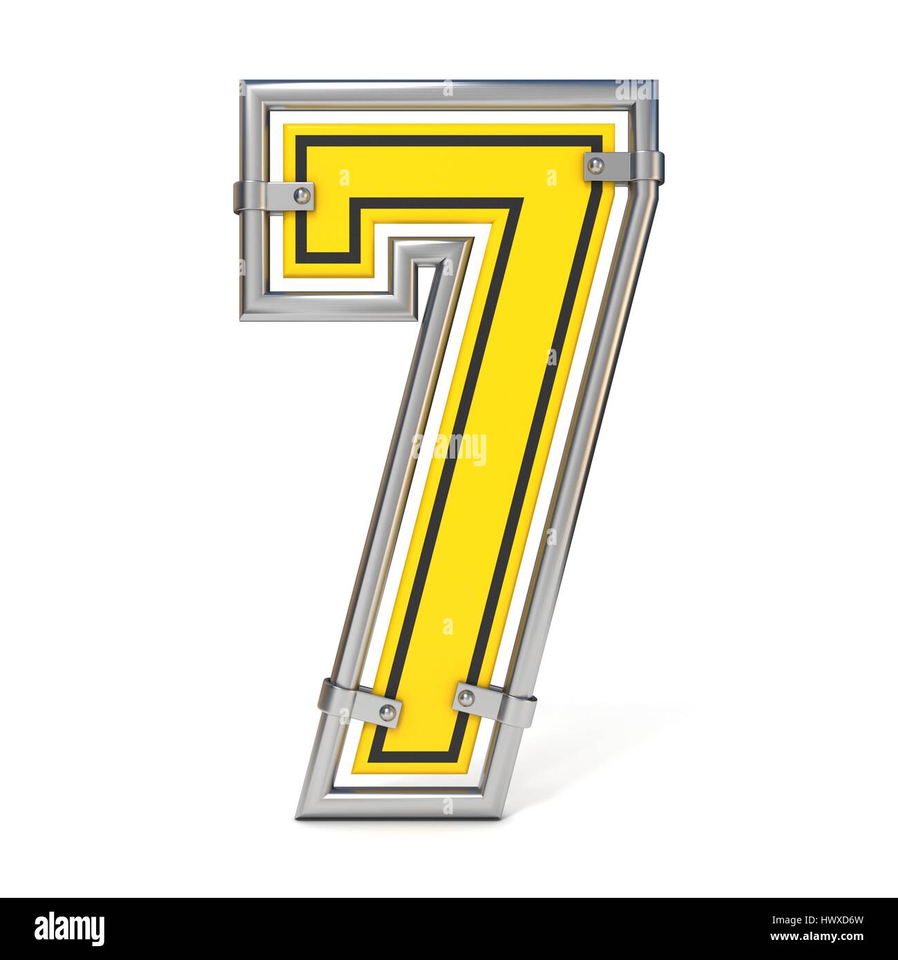 Framed traffic road sign FONT number 7 3D render illustration isolated ...