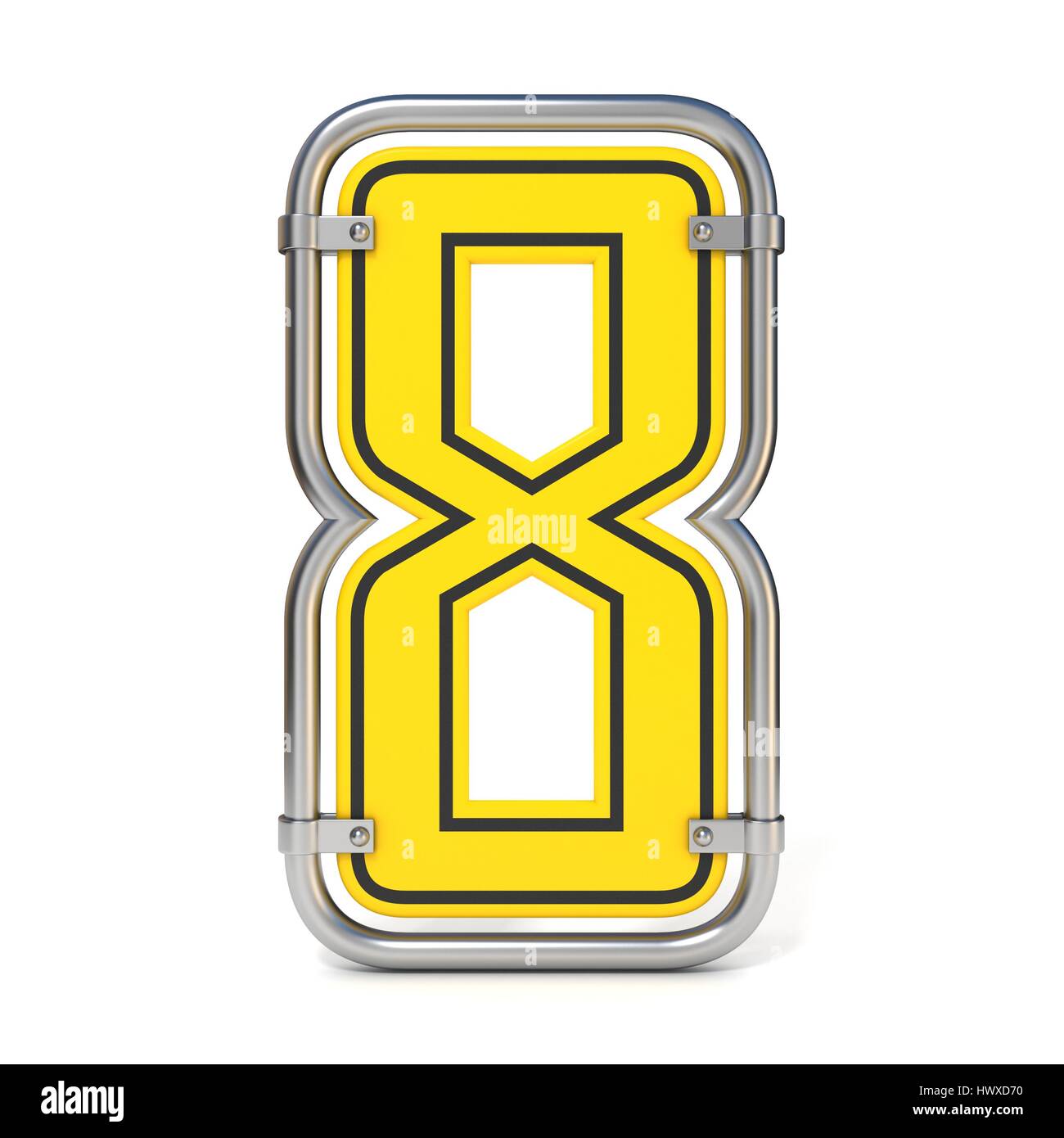 Framed traffic road sign FONT number 8 3D render illustration isolated ...