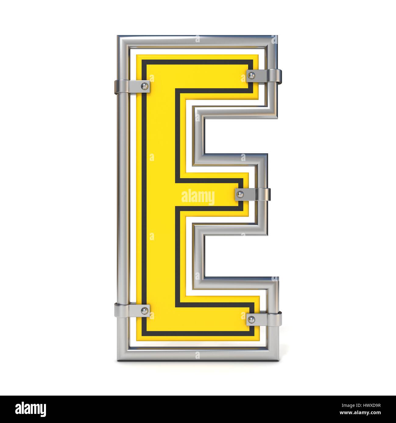 Framed traffic road sign FONT letter E 3D render illustration isolated ...