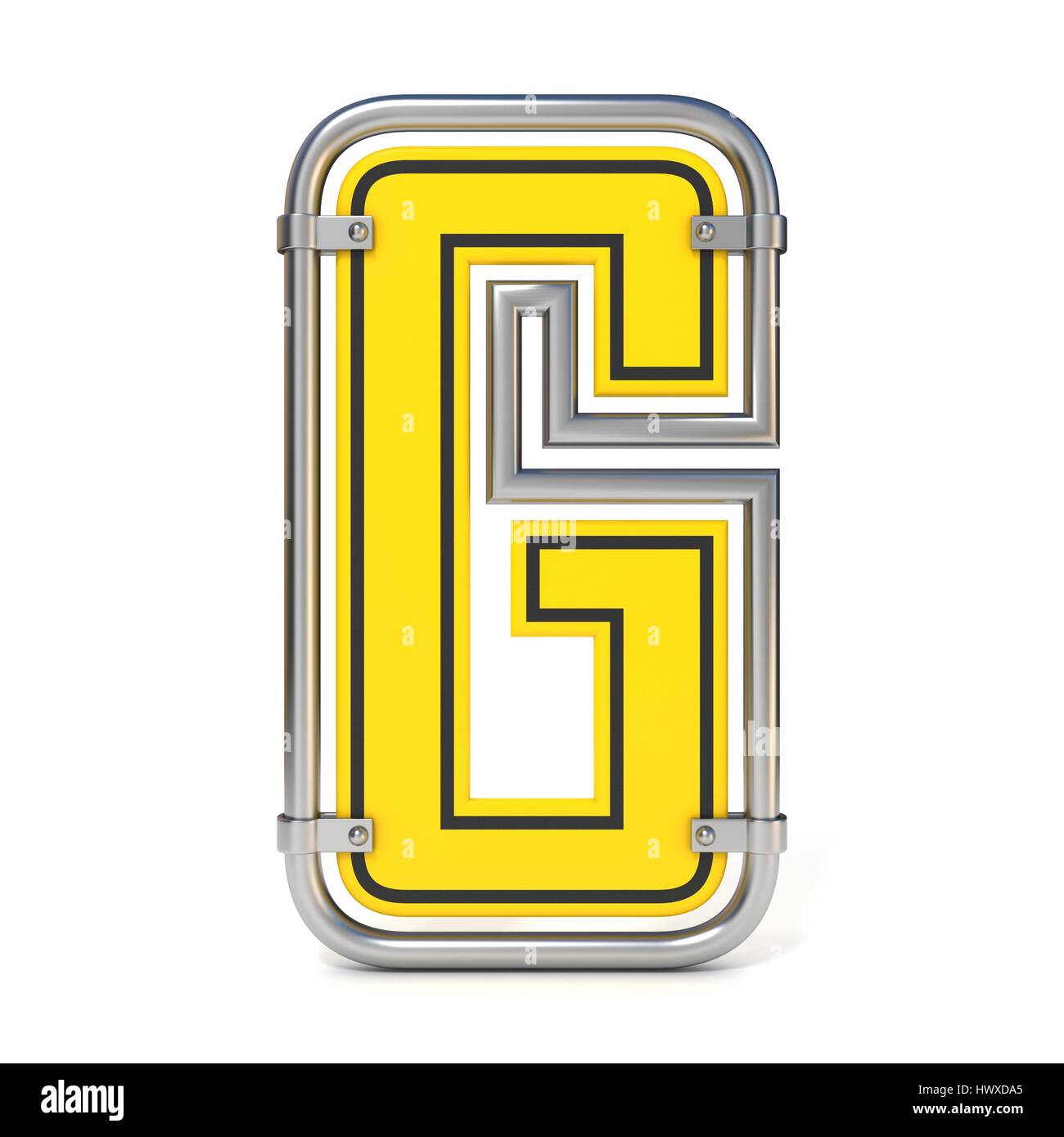 Framed traffic road sign FONT letter G 3D render illustration isolated ...