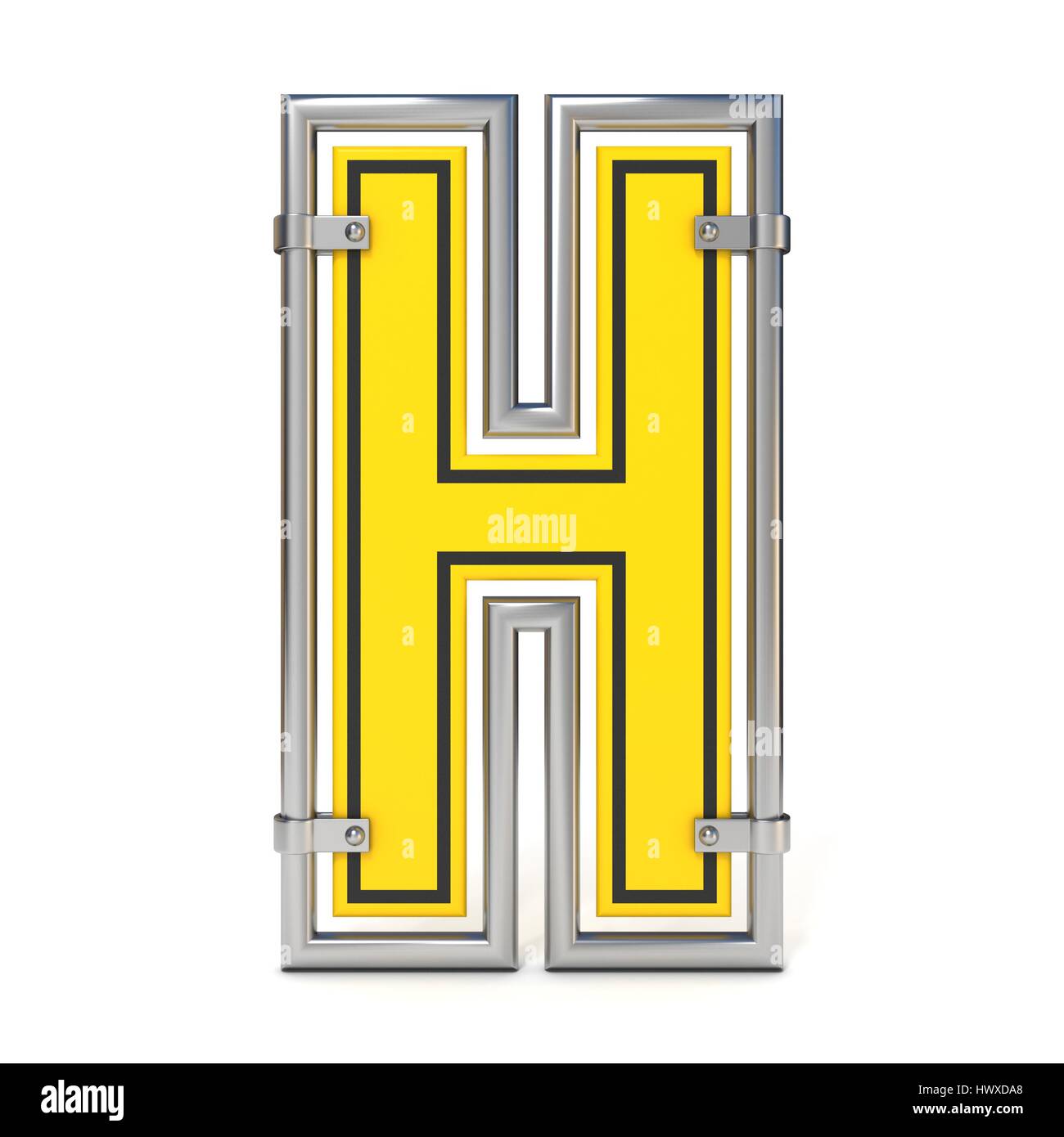 Framed traffic road sign FONT letter H 3D render illustration isolated ...