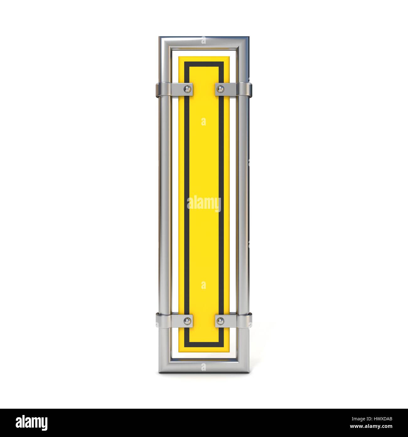 Framed traffic road sign FONT letter I 3D render illustration isolated ...