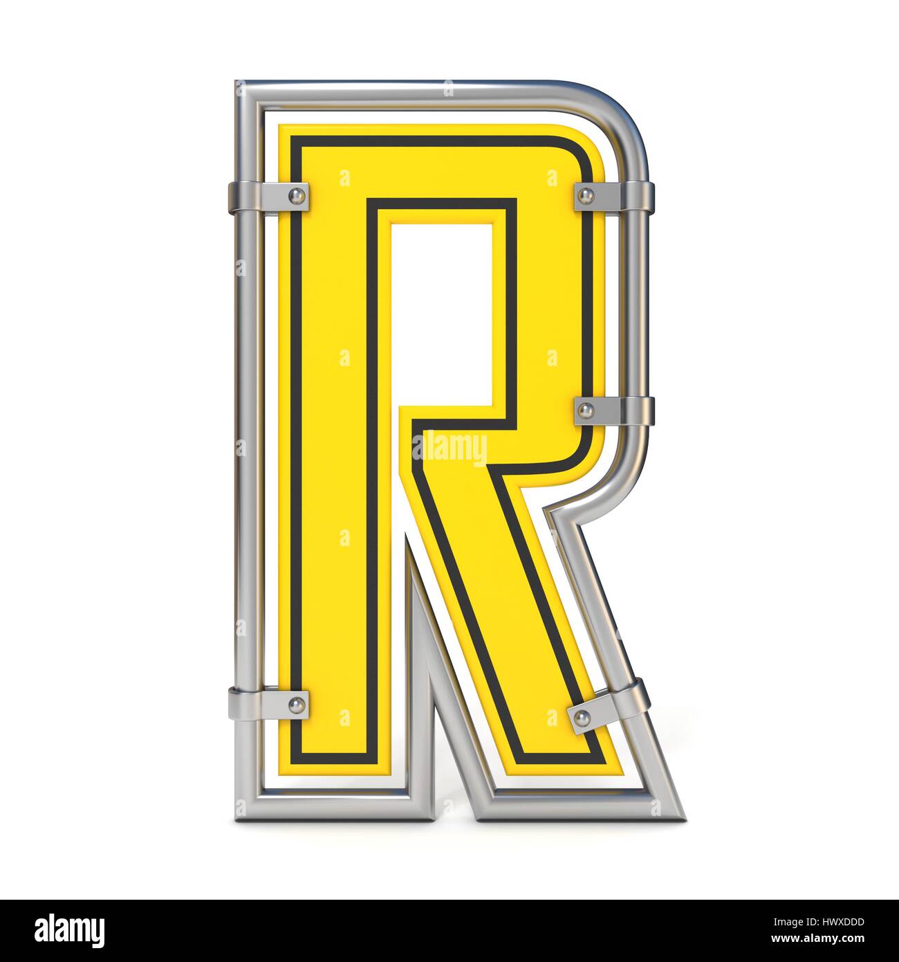 Framed traffic road sign FONT letter R 3D render illustration isolated ...