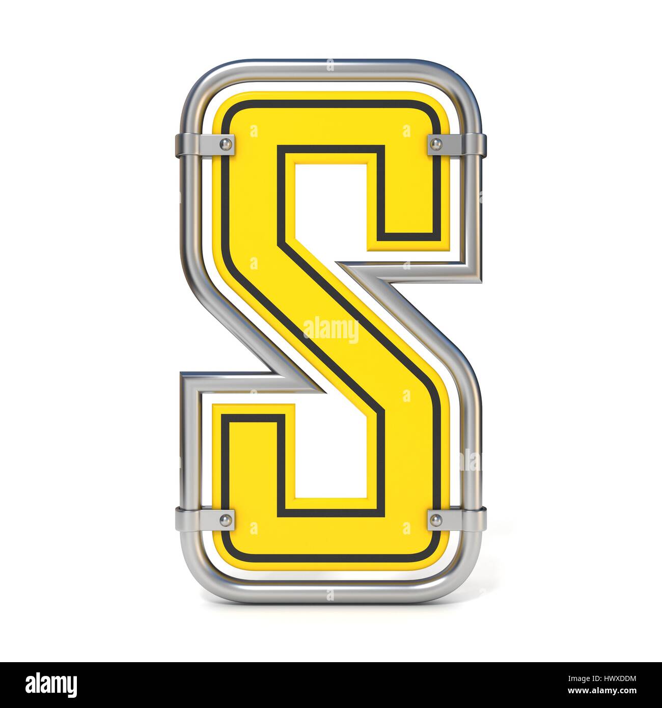 Framed traffic road sign FONT letter S 3D render illustration isolated ...