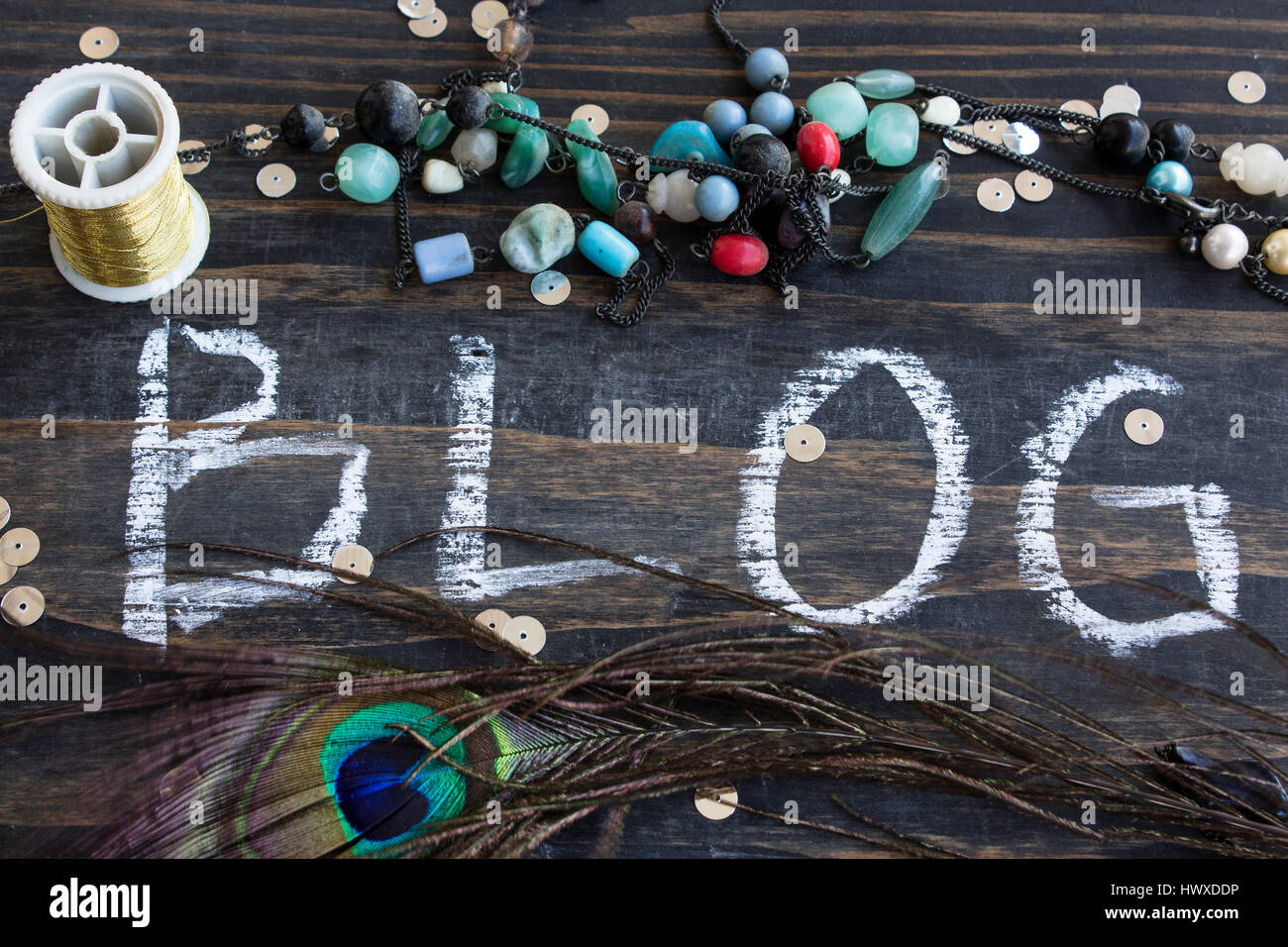 Word Blog Written in Chalk, with Fashion Details Stock Photo - Alamy