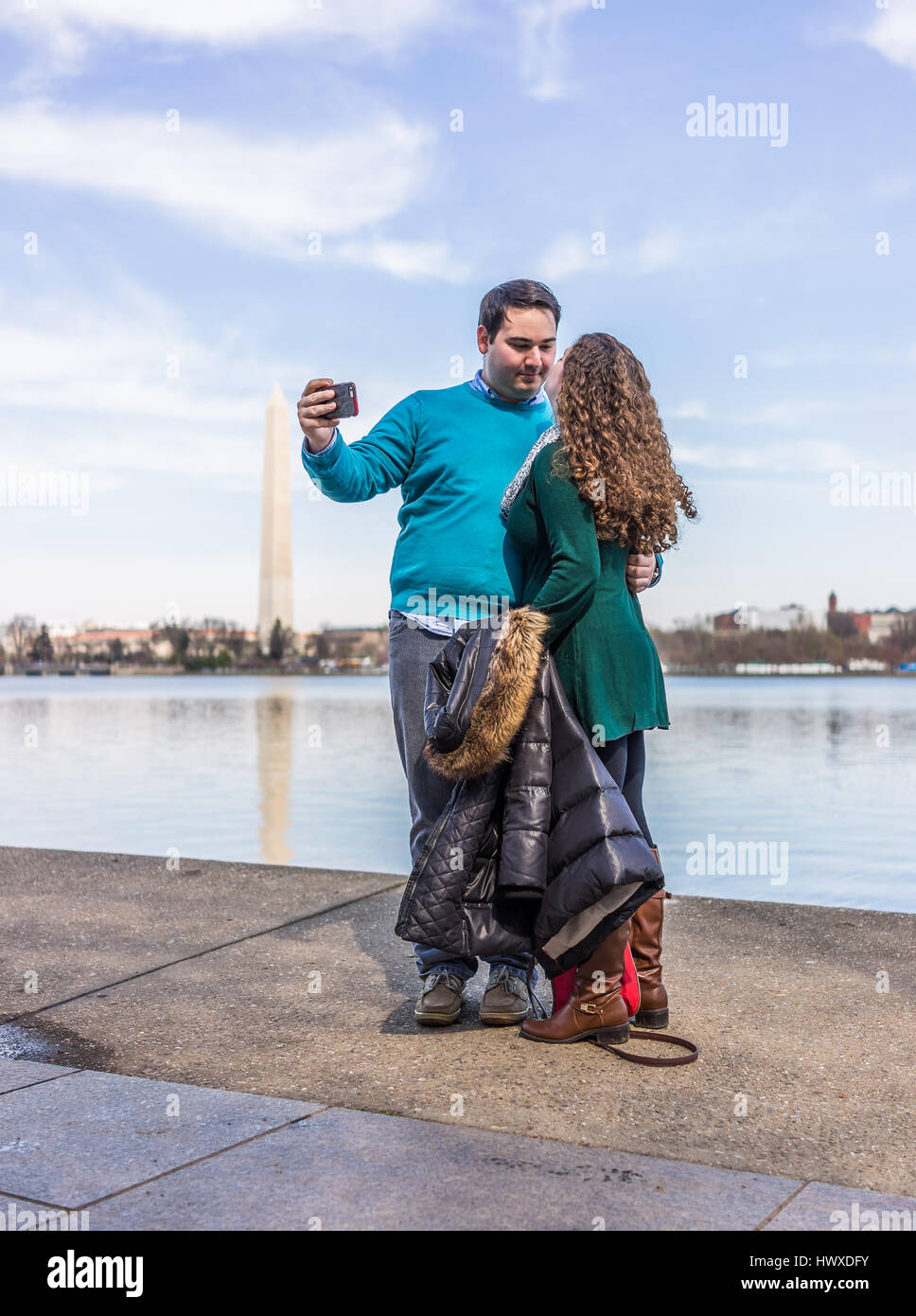 Washington DC, USA - March 17, 2017: Couple taking a selfie at Tidal ...