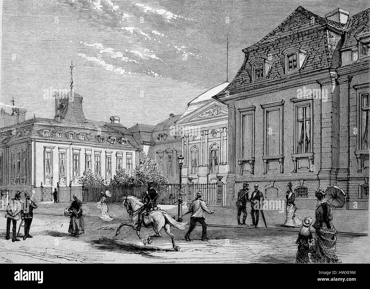 building of the Imperial Chancellor in Berlin, Germany, reproduction of ...