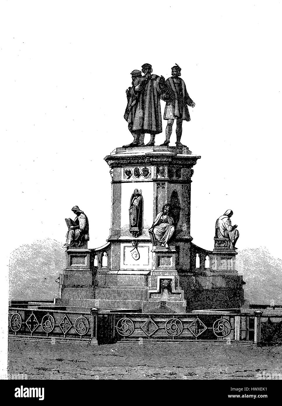 The Gutenberg Monument in Frankfurt am Main, Germany, reproduction of ...