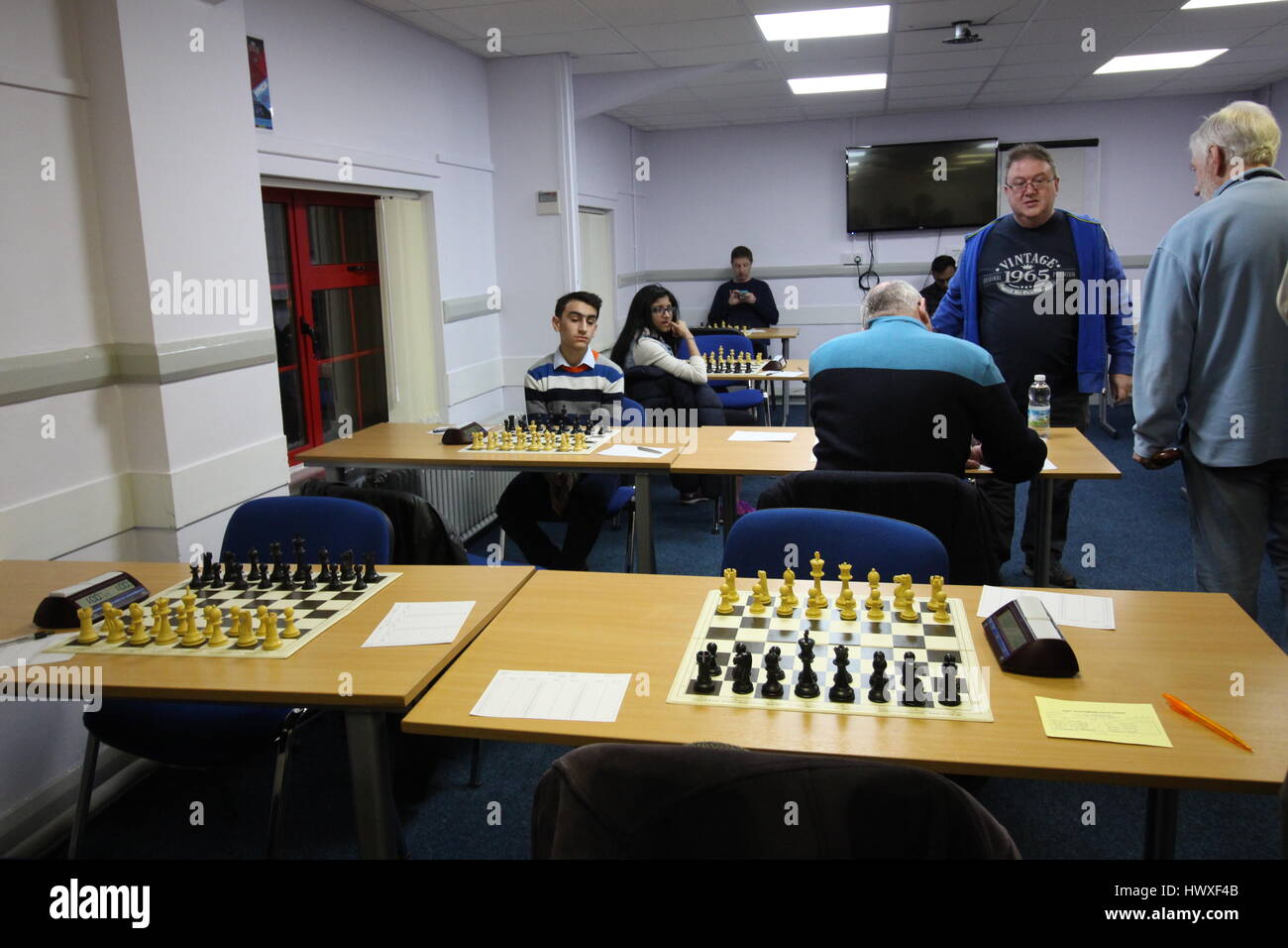 Friendly games at a local chess club Stock Photo - Alamy