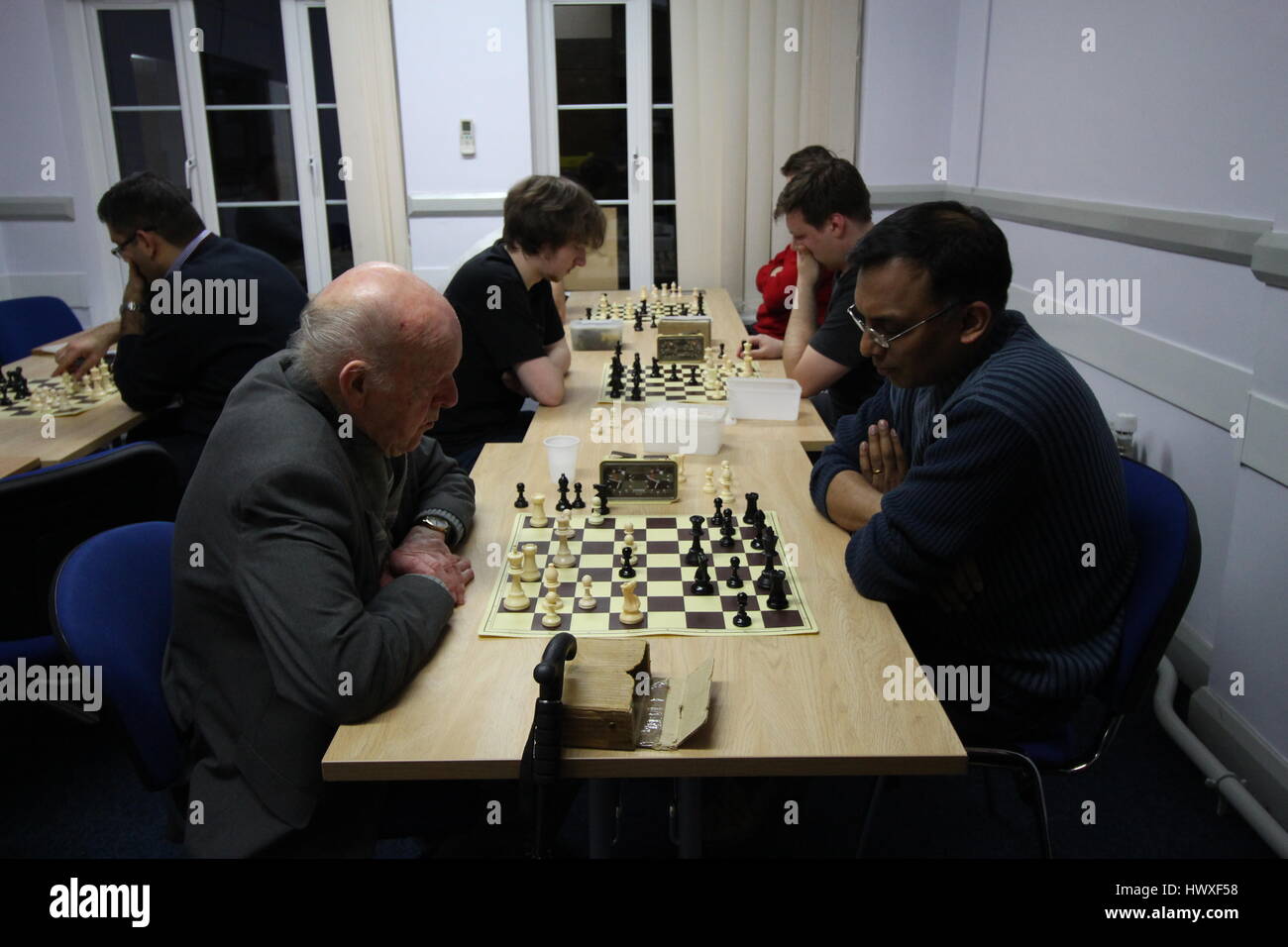 Friendly games at a local chess club Stock Photo - Alamy
