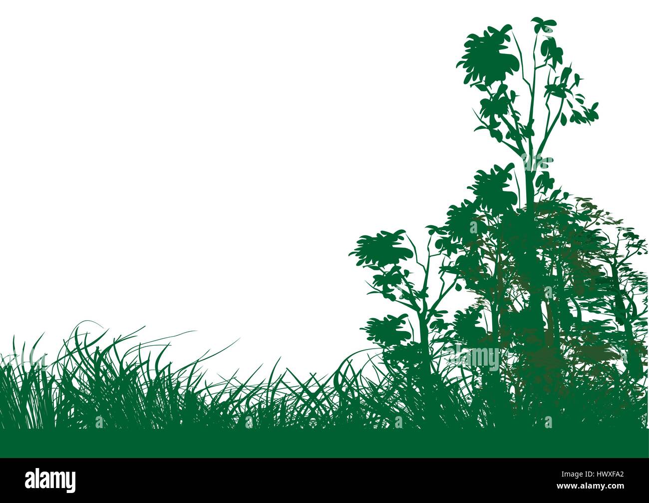 Lush green field with trees Stock Vector Images - Alamy