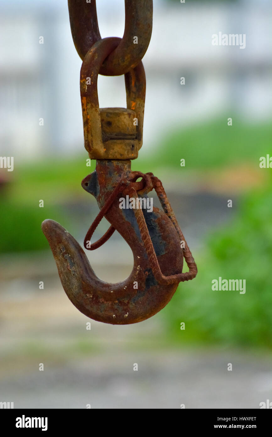 Crane hook is hanging Stock Photo - Alamy