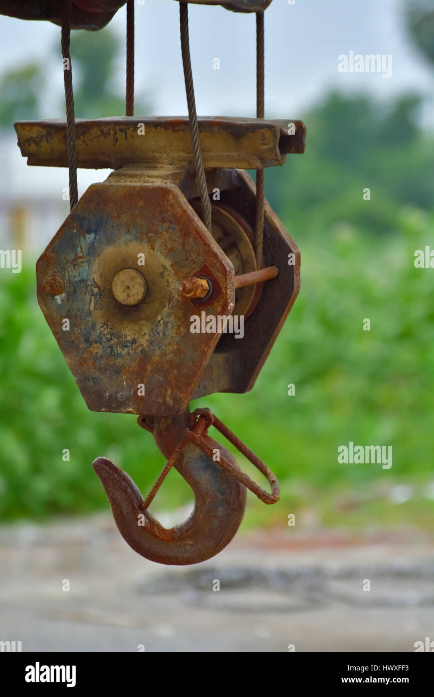 Crane hook is hanging Stock Photo - Alamy