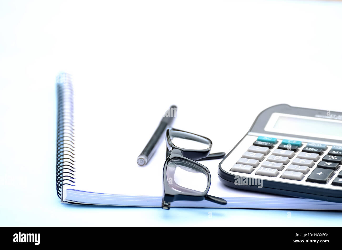 Study equipment with exercise book Stock Photo - Alamy