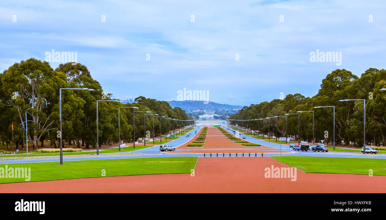 Anzac Boulevard as seen from Australian War Memorial, and a view of the ...