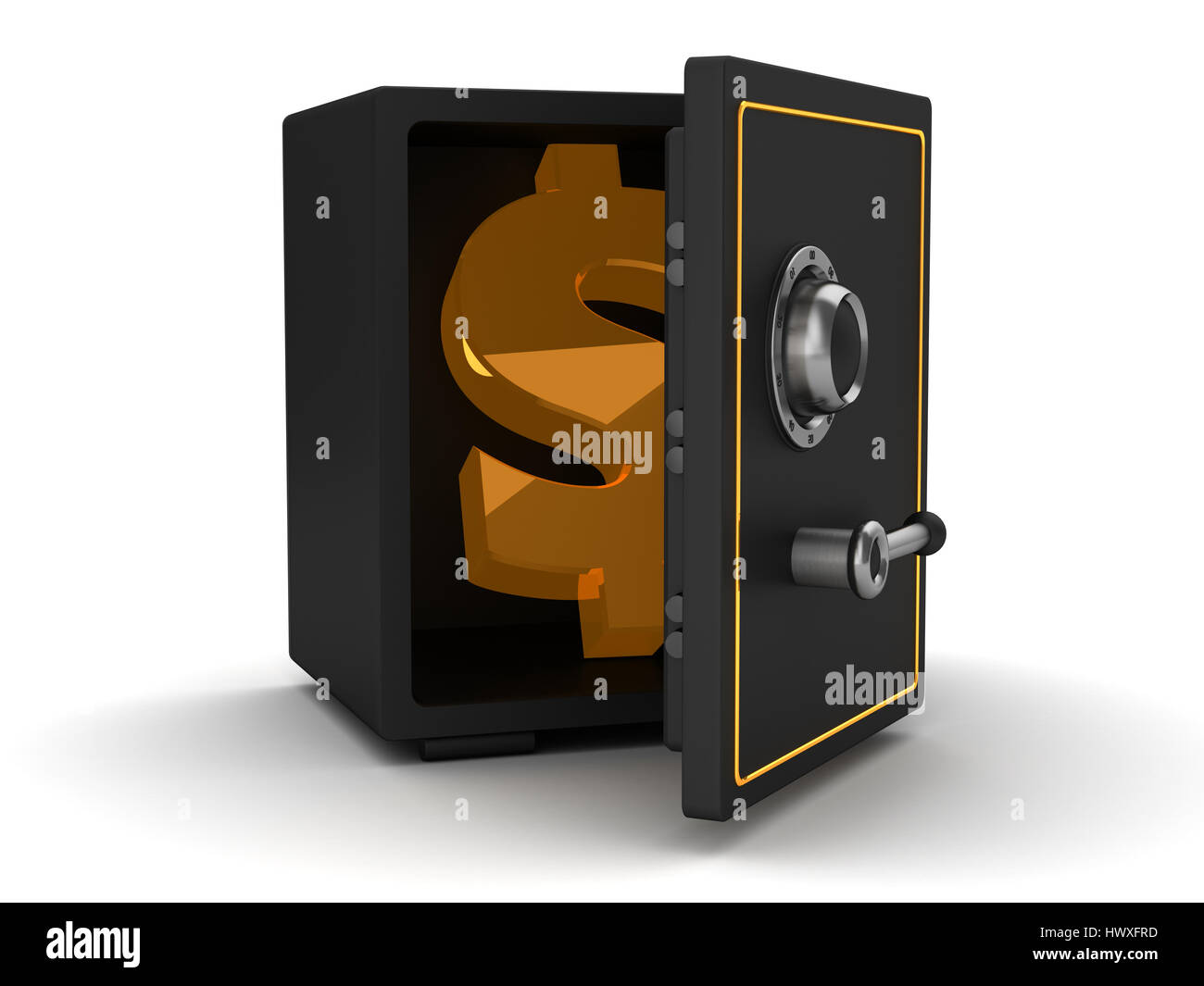 3d illustration of black safe with dollar symbol inside Stock Photo - Alamy